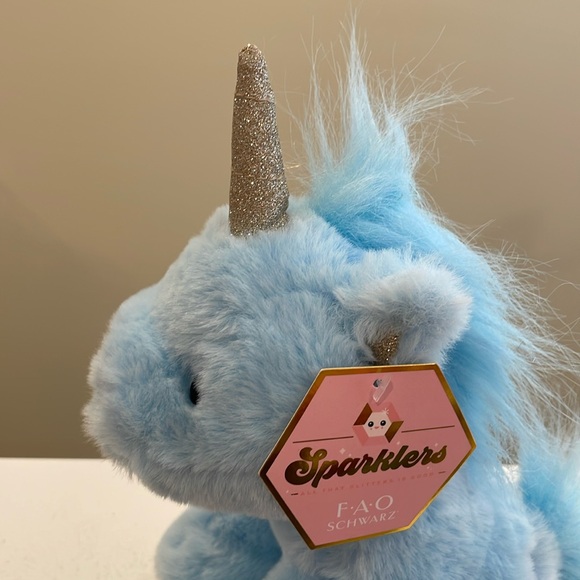 FAO Schwarz | Toys | Nwt 6 Blue Baby Unicorn Sparklers Glittery Plush ...